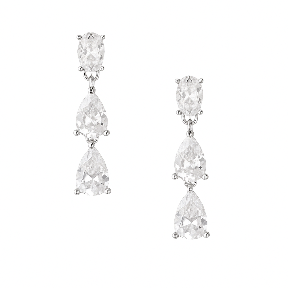ALBA - Dainty cz teadrop earrings - Silver